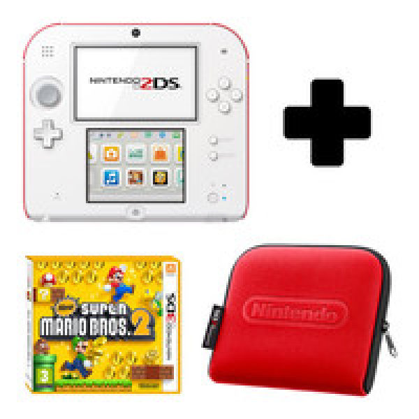 Nintendo 2DS White & Red Console: Bundle includes New Super Mario Bros ...