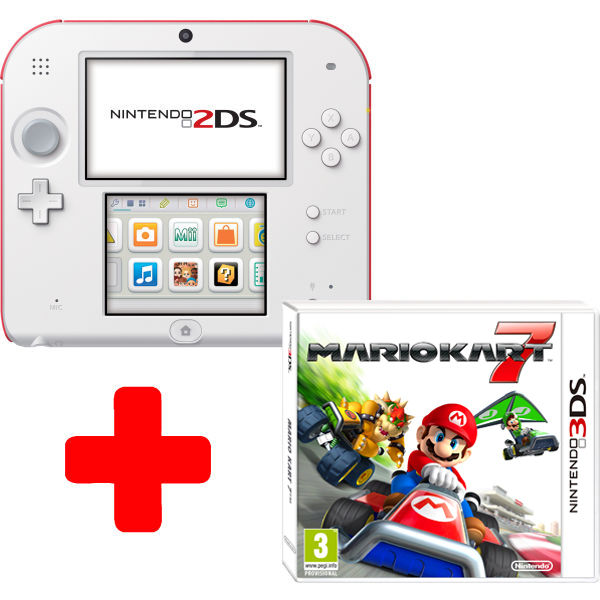 Nintendo 2DS White & Red Console: Bundle includes Mario Kart 7 ...