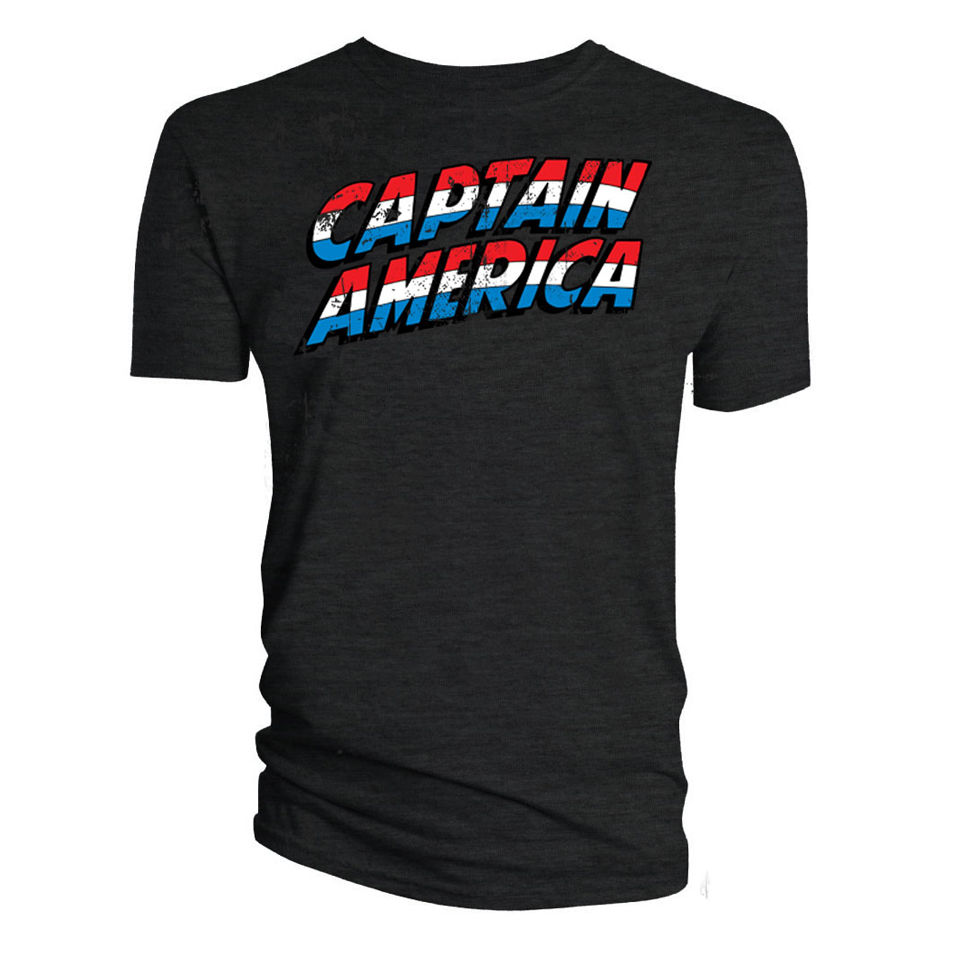 Captain America Text Logo T-Shirt - Black Merchandise | Zavvi
