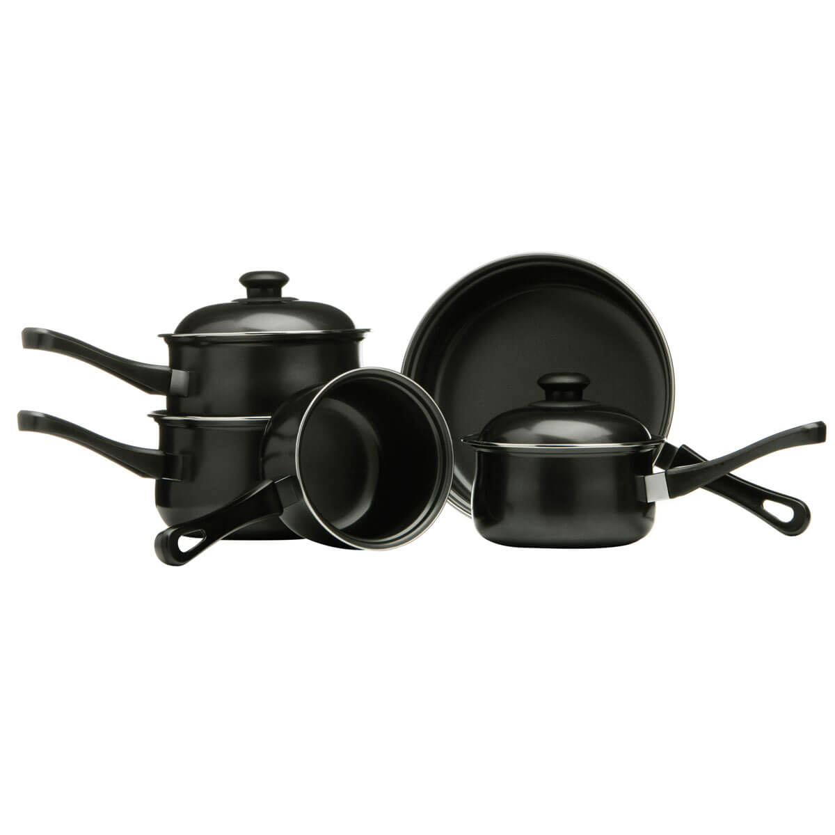 Premier Housewares 5 Piece Non Stick Carbon Steel Cookware Set - Black ...