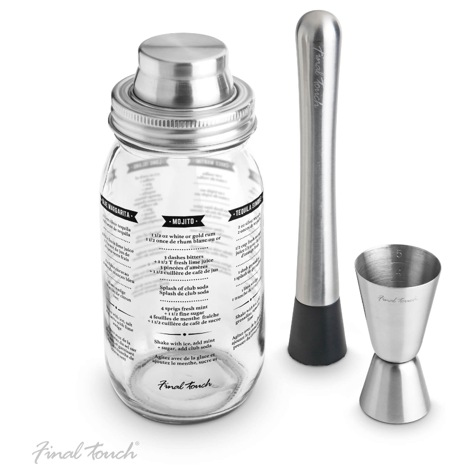 Mason Jar Cocktail Shaker Set Traditional Ts Zavvi