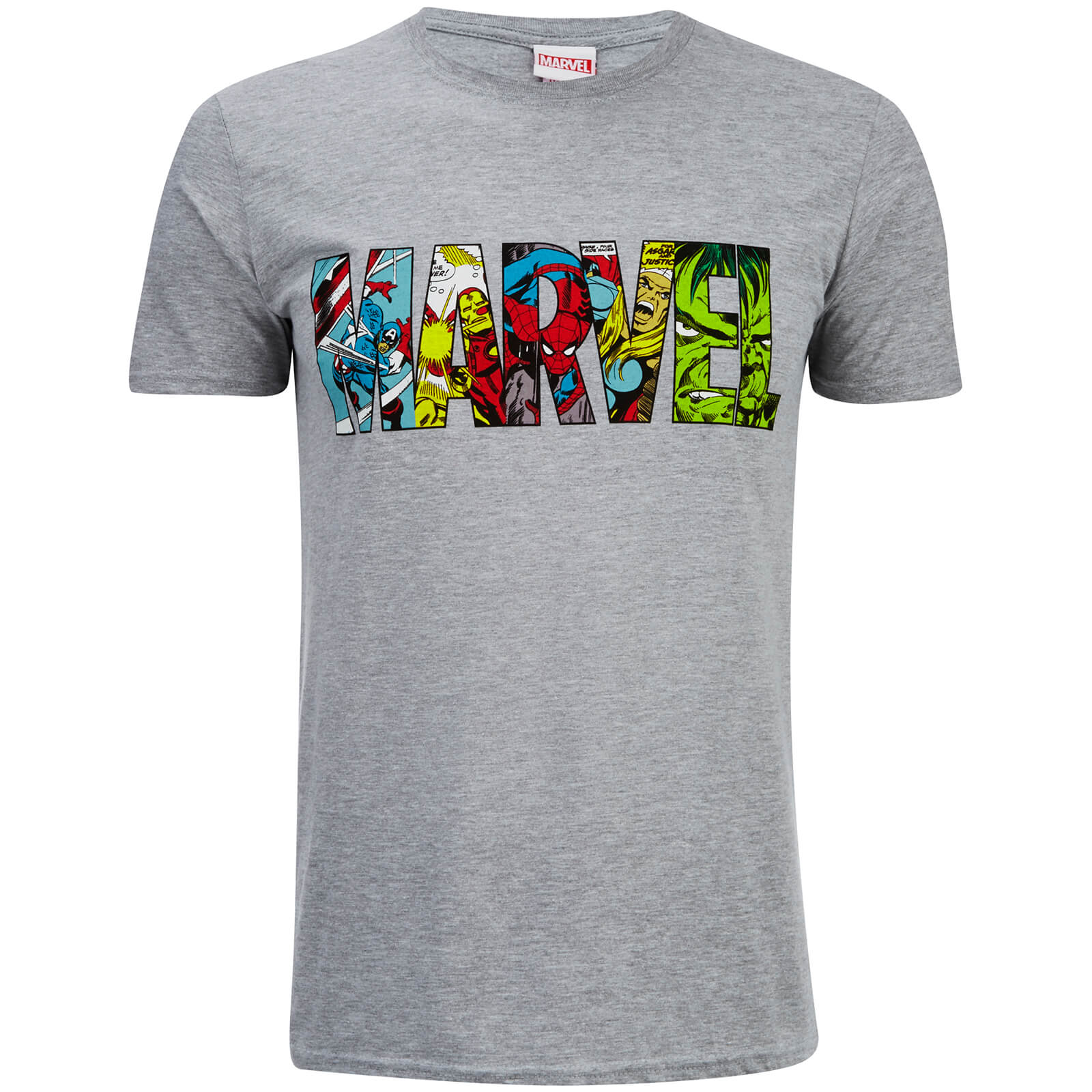 Marvel Men's Comic Strip Logo T-Shirt - Sports Grey Merchandise | Zavvi