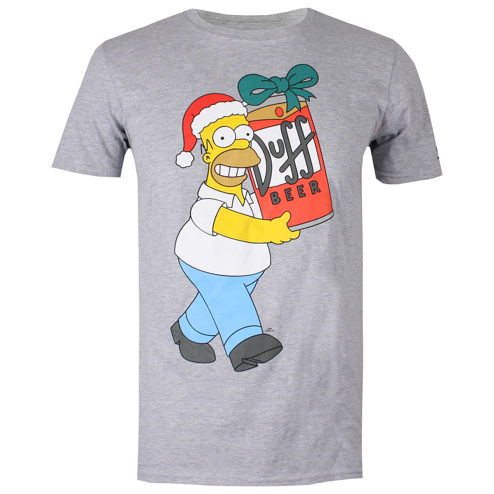 The Simpsons Men's Christmas Beer T-Shirt - Grey Marl Merchandise ...