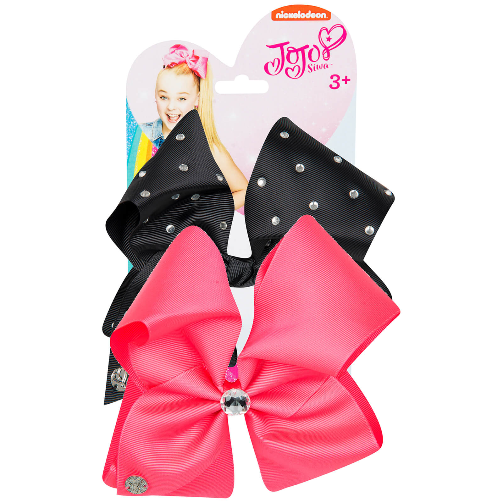 JoJo Siwa Bow Set - Neon Pink/Black | IWOOT