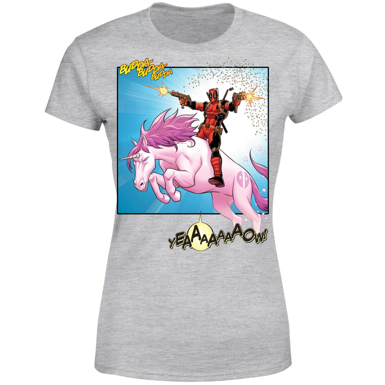 Marvel Deadpool Unicorn Battle Womens T Shirt Grey Clothing Zavvi