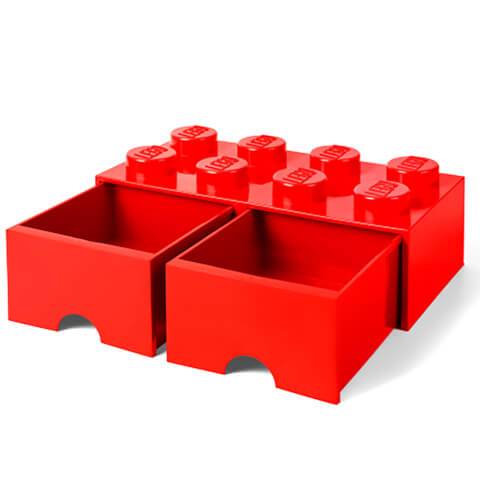 LEGO Storage 8 Knob Brick - 2 Drawers (Bright Red) | IWOOT
