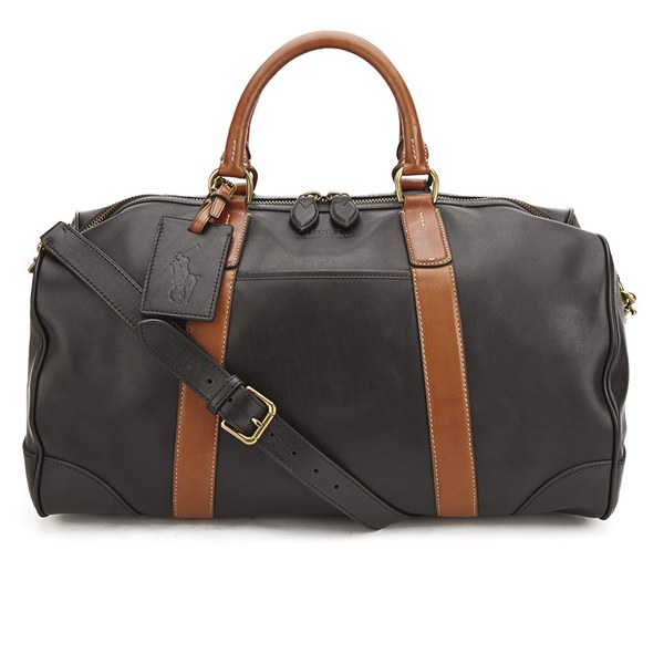 Polo Ralph Lauren Mens Duffle Bag Black Cognac Free Uk Delivery