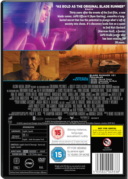 Blade Runner 2049 DVD | Zavvi.com