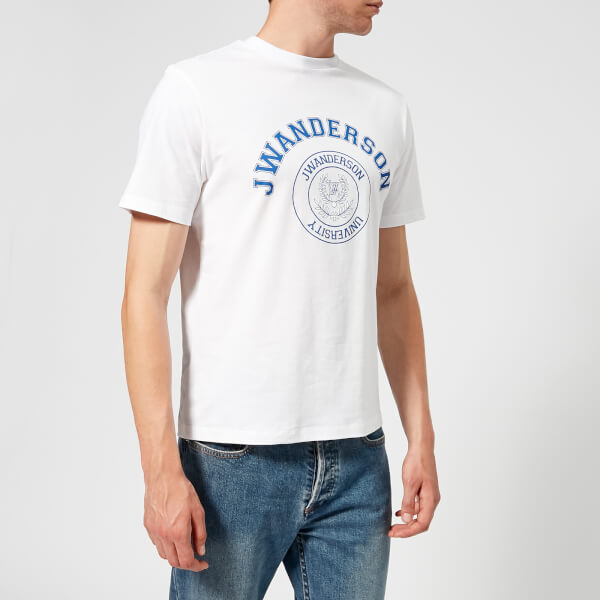 JW Anderson Men's University Logo Print T-Shirt - Optic White - Free UK ...