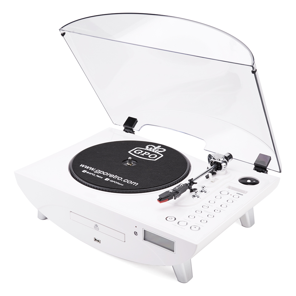 GPO Retro Jive 3 Speed Record Player with CD and MP3 - White | IWOOT