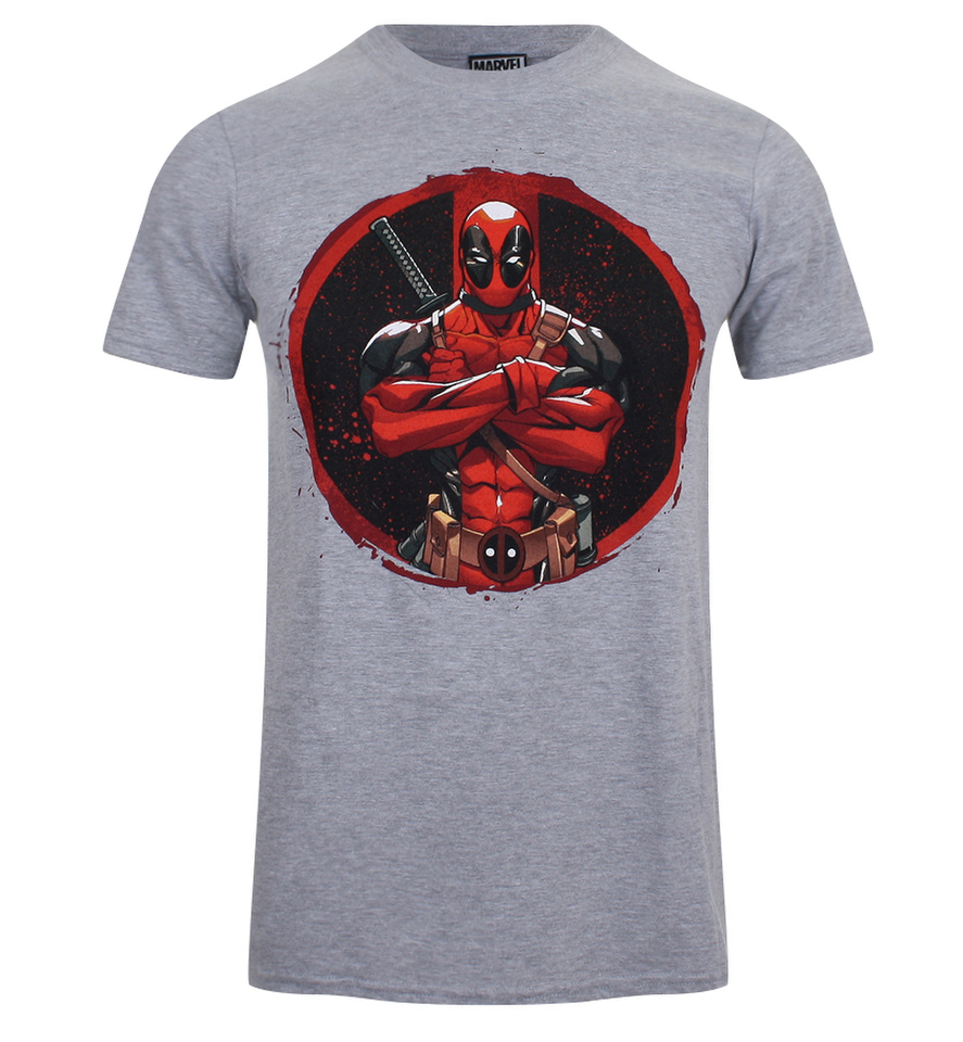 Marvel Men's Deadpool Marvel Deadpool T-Shirtports Grey Merchandise ...