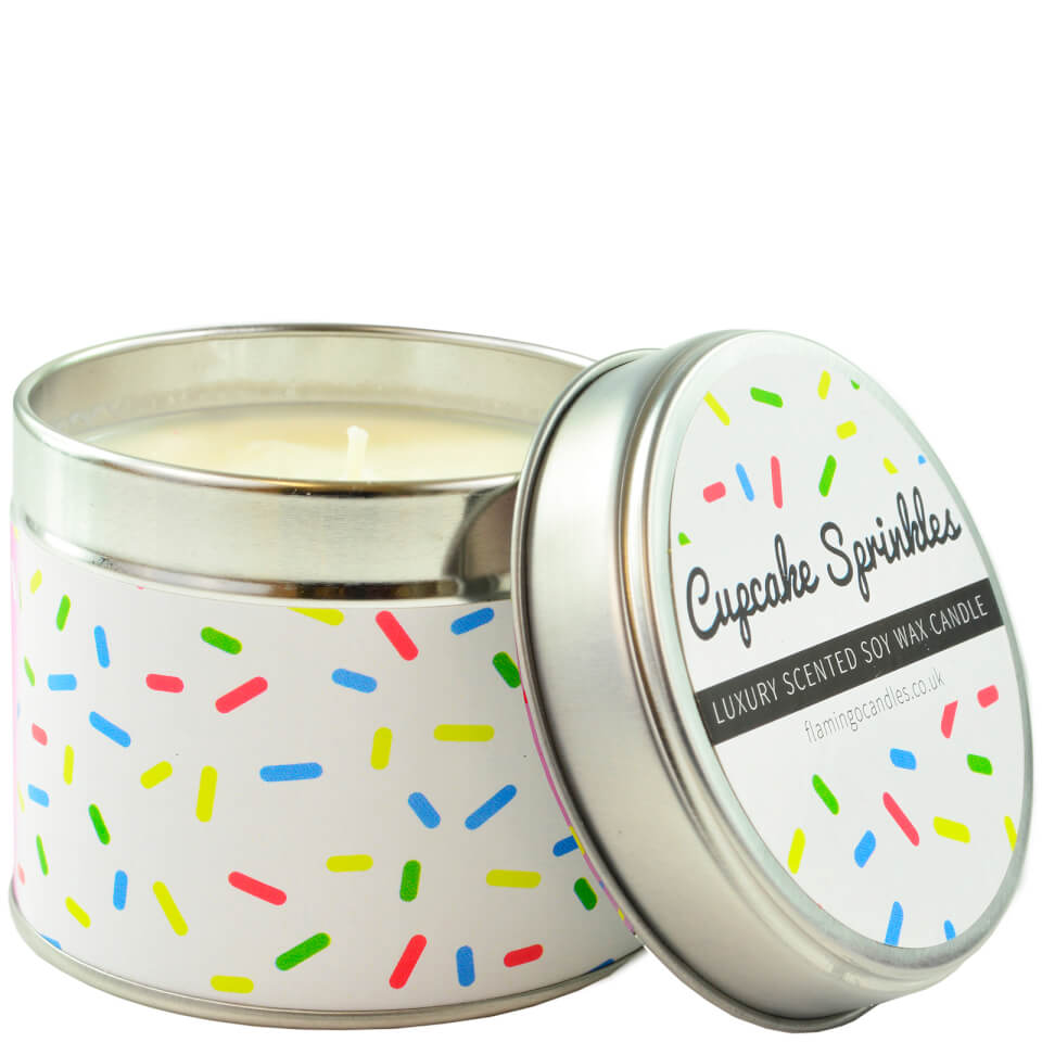 White Cupcake Sprinkles Tin Candle | IWOOT
