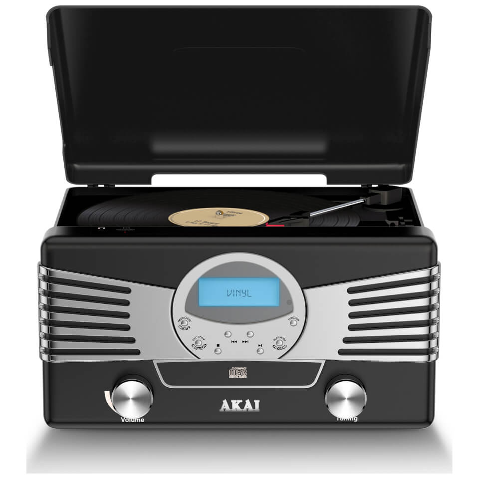 Akai Retro 4-in-1 USB Encoding Turntable Music System (Radio, CD, Vinyl ...