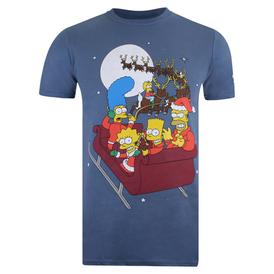 The Simpsons Men's Christmas Sleigh T-Shirt - Indigo Merchandise - Zavvi UK