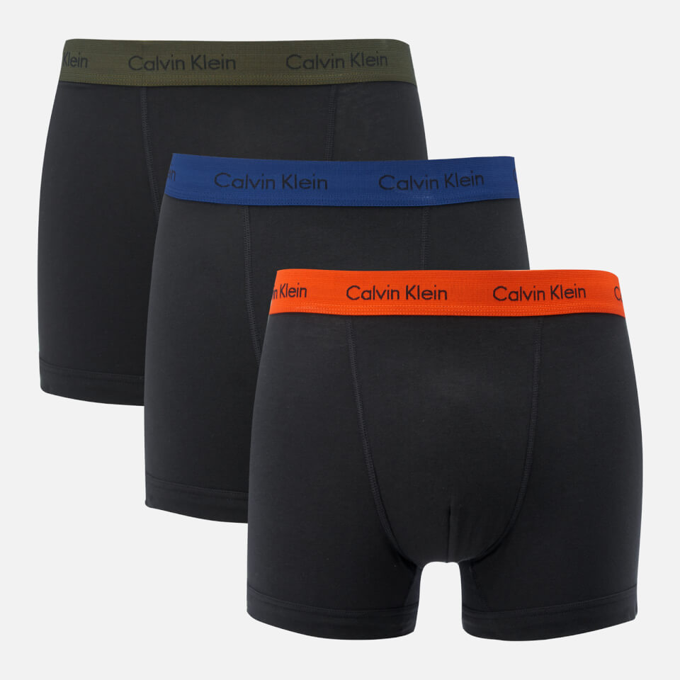 Calvin Klein Men's 3 Pack Boxer Trunks - Forest Night/Dark Night/Orange ...